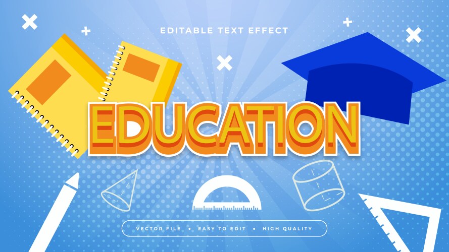 Colorful textbook 3d editable text effect - font Vector Image
