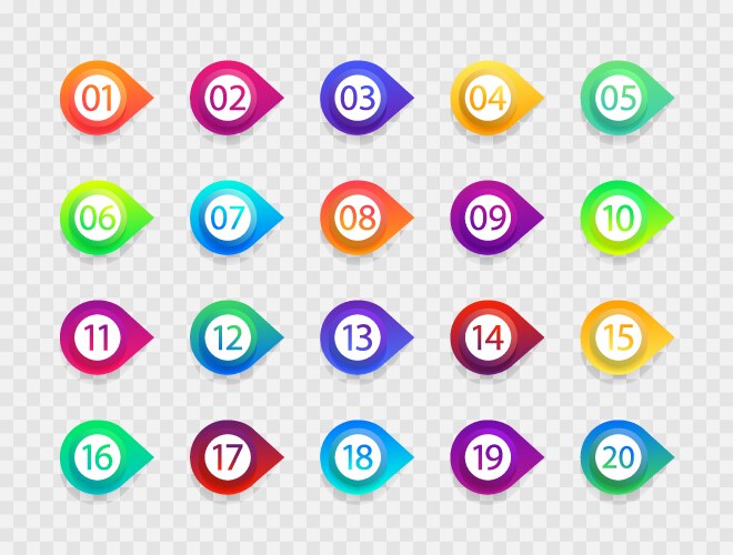 Number bullets circle buttons with color Vector Image