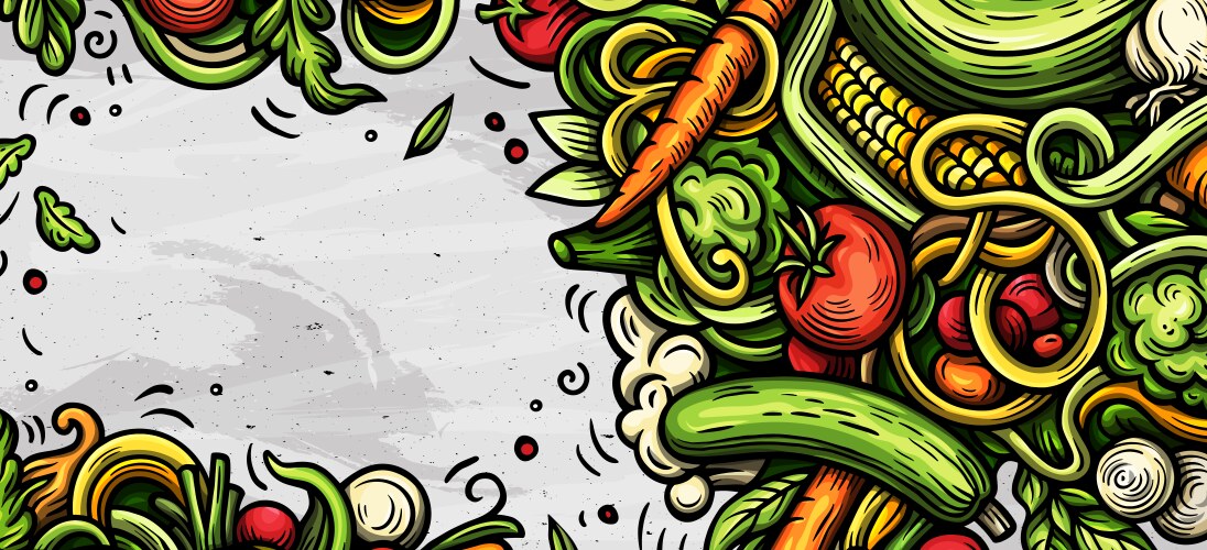 Cartoon doodle vegetables banner background Vector Image