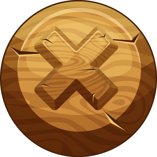 Golden close button game interface menu element Vector Image