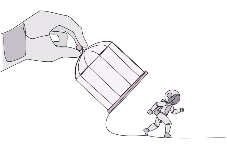 Continuous one line drawing big hands holding Vector Image