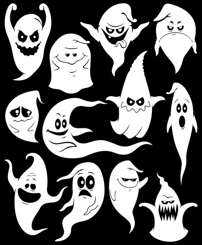 Halloween Ghost Cartoon Clip Art Black and White Vector Images (over 3,500)
