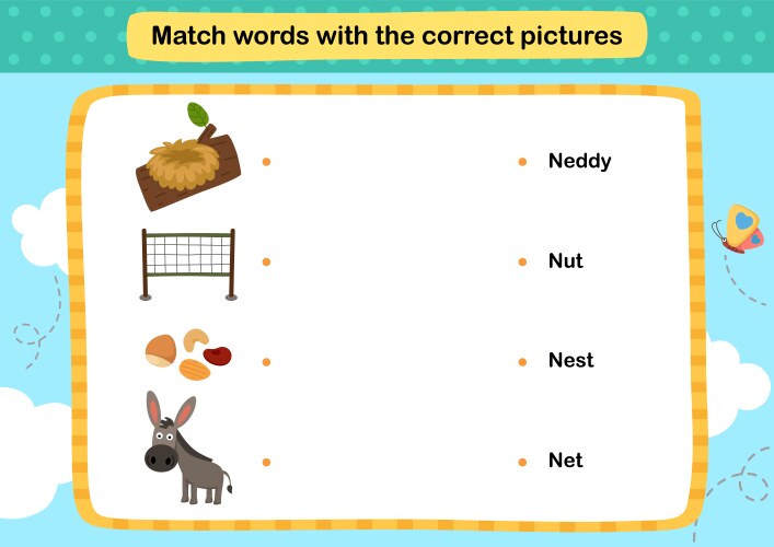 Phonics -ay- sound dominoes game match the words Vector Image