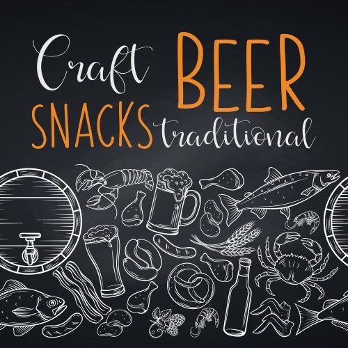 Pub food and beer poster Royalty Free Vector Image