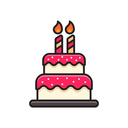 Birthday card with cute cake and candle Royalty Free Vector