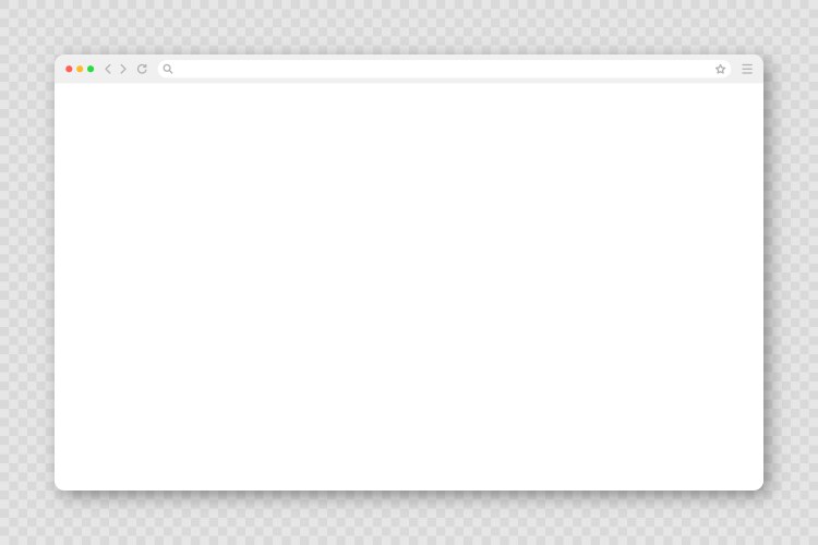 Transparent browser window website mockup frame Vector Image