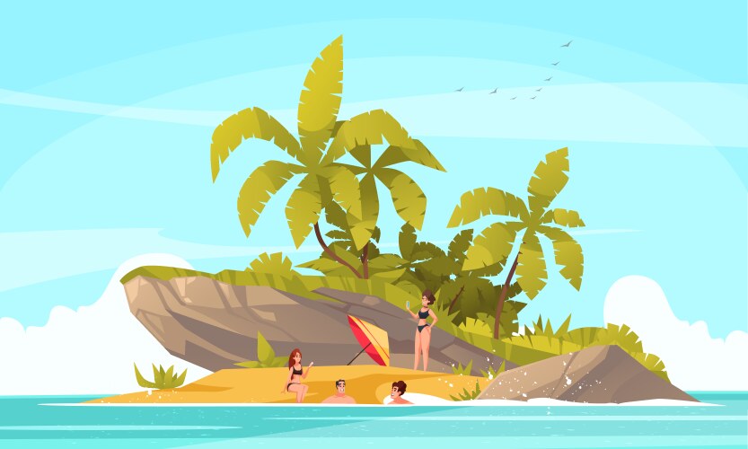 Tropical island cartoon Royalty Free Vector Image