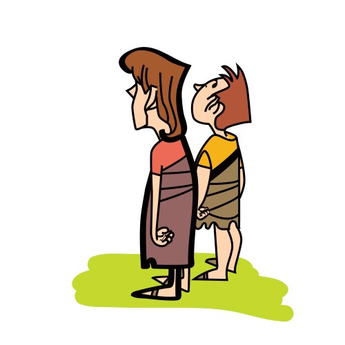 Single continuous line drawing happy two boys Vector Image