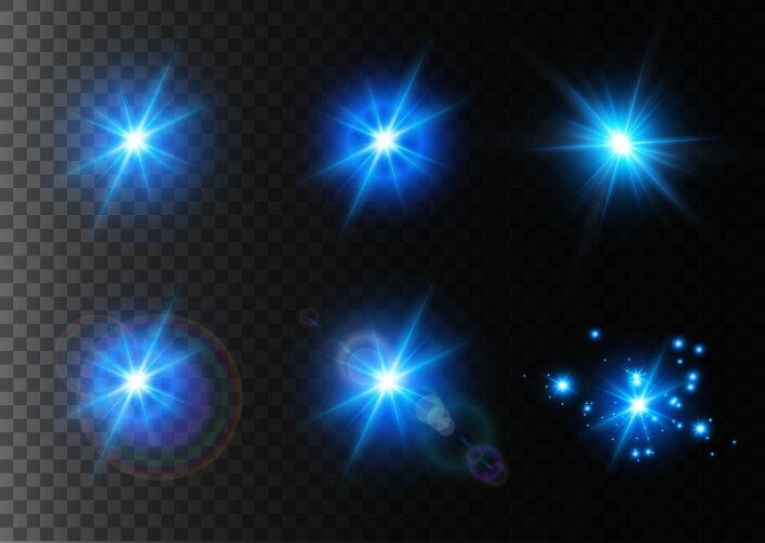 Glowing stars light effects graphic elements Vector Image