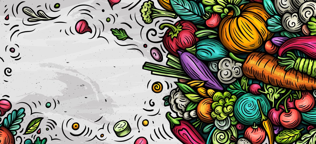 Cartoon doodle vegetables banner background Vector Image
