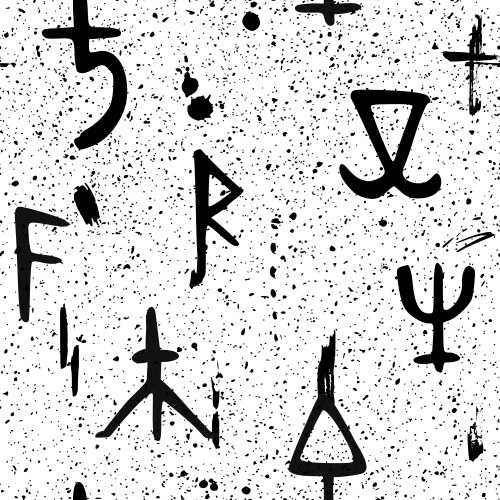 Monochrome cryptography symbols textured pattern Vector Image