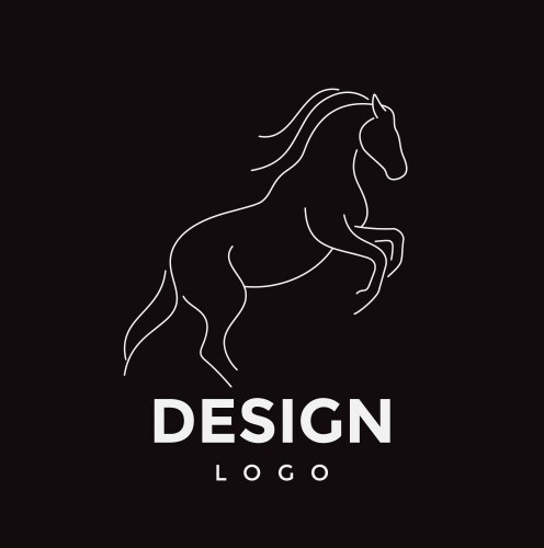 White single line horse logo Royalty Free Vector Image