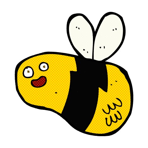 Comic cartoon dog flying in a funny striped bee Vector Image