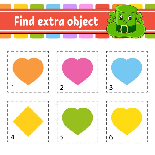 Find extra object educational activity worksheet Vector Image