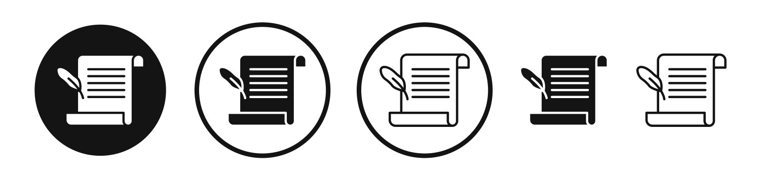 Paper scroll icon set black filled and outlined Vector Image