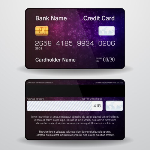 Credit card front and back side Royalty Free Vector Image