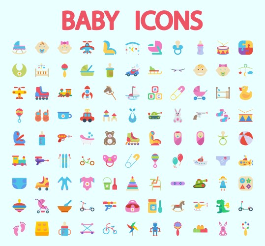 100 preschool education icons set cartoon style Vector Image