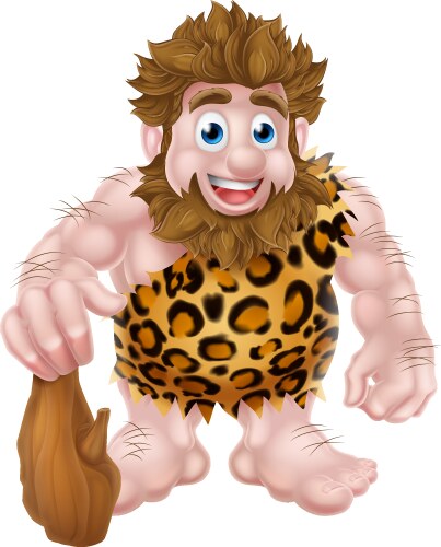 Cartoon caveman holding club Royalty Free Vector Image