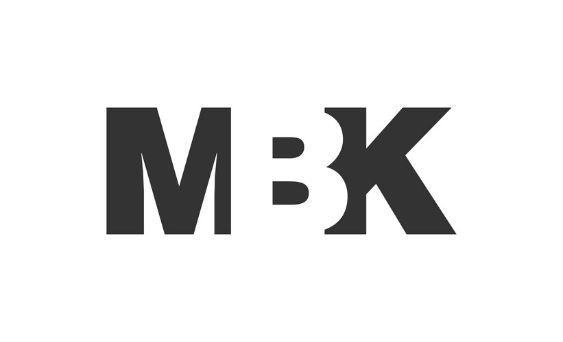 Mbk logo design initial letter m b k bold font – Royalty-Free Vector ...