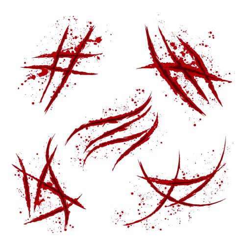Red claw blood wounds set Royalty Free Vector Image