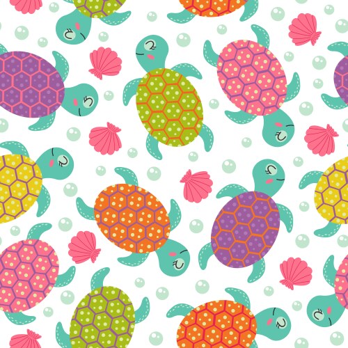 Sketch sea turtle pattern Royalty Free Vector Image