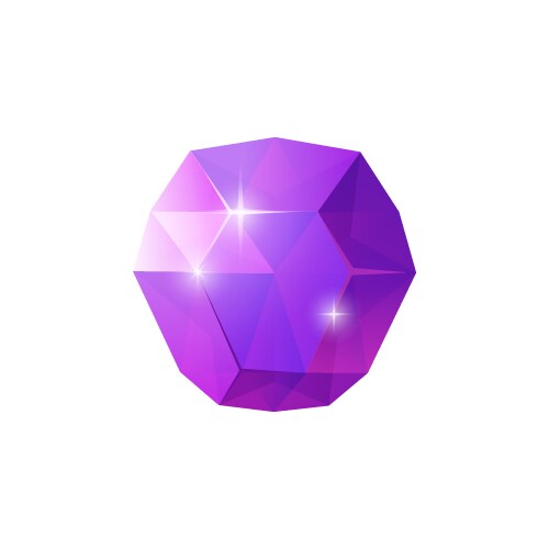 Cartoon purple gem isolated crystal for gui Vector Image
