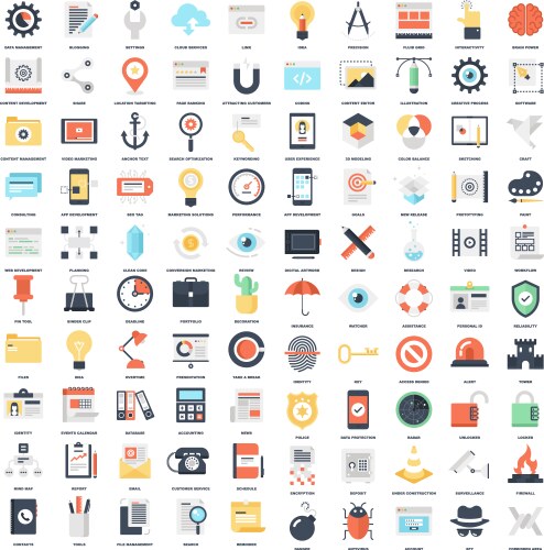 Flat web icons Royalty Free Vector Image - VectorStock