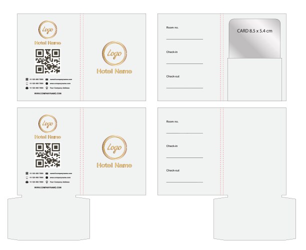 Key card envelope die-cut template mockup Vector Image