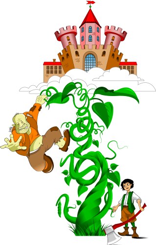 Jack and magic beanstalk Royalty Free Vector Image