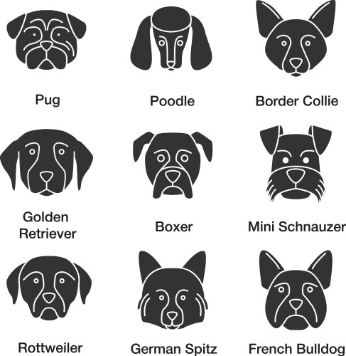 Dog heads logo set emblem Royalty Free Vector Image