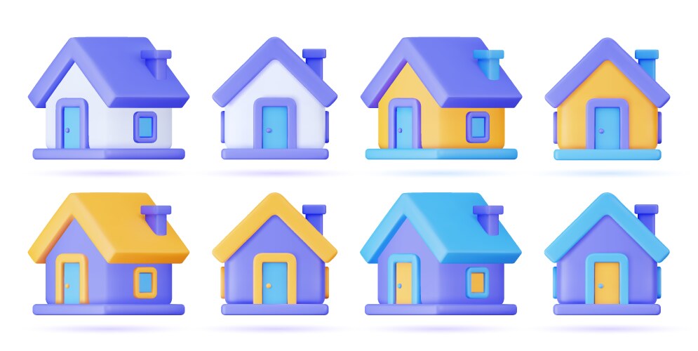 3d home icons Royalty Free Vector Image - VectorStock