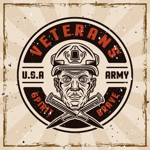American veterans emblem with soldier head Vector Image