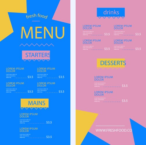 Colorful restaurant menu template Royalty Free Vector Image