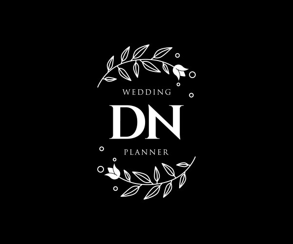 Dn initials letter wedding monogram logos Vector Image