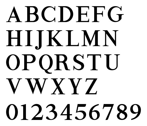 English alphabet serif font style Royalty Free Vector Image