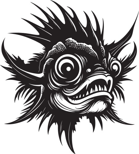 Nefarious navigator angular fish symbolism Vector Image