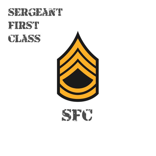 First sergeant 1sg soldier military rank insignia Vector Image