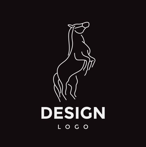 White single line horse logo Royalty Free Vector Image
