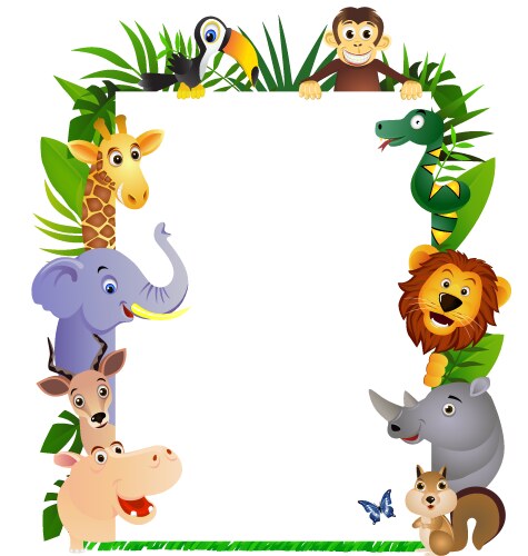 Border template design with cute animals Vector Image