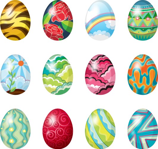 Cartoon colorful easter eggs with patterns Vector Image