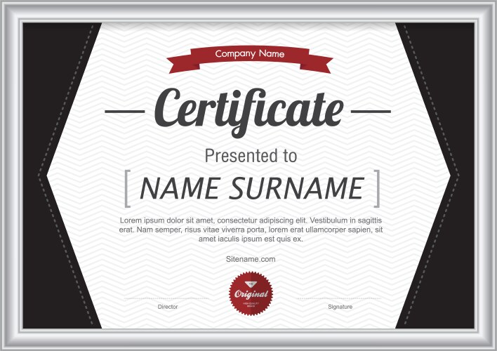 Certificate of recognition frame design template Vector Image