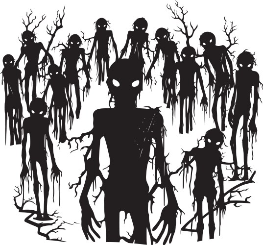 Grimy gathering doodle zombies logo icon horror Vector Image