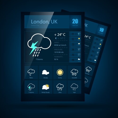Forecast weather isobar on american night map Vector Image