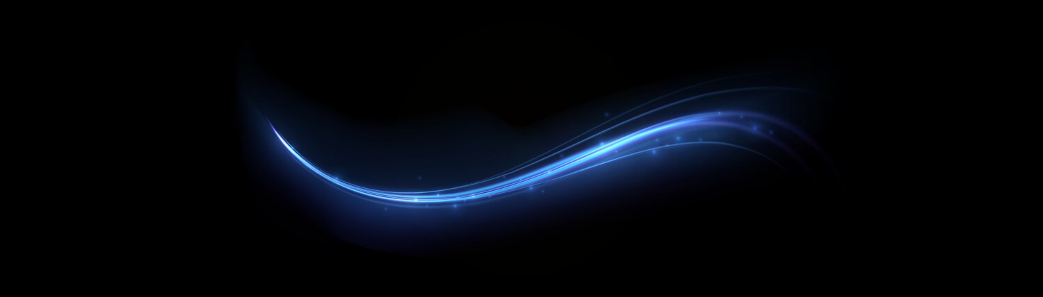 Blue neon comet with luminous trail of wave shape Vector Image