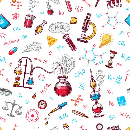 Chemistry seamless pattern Royalty Free Vector Image