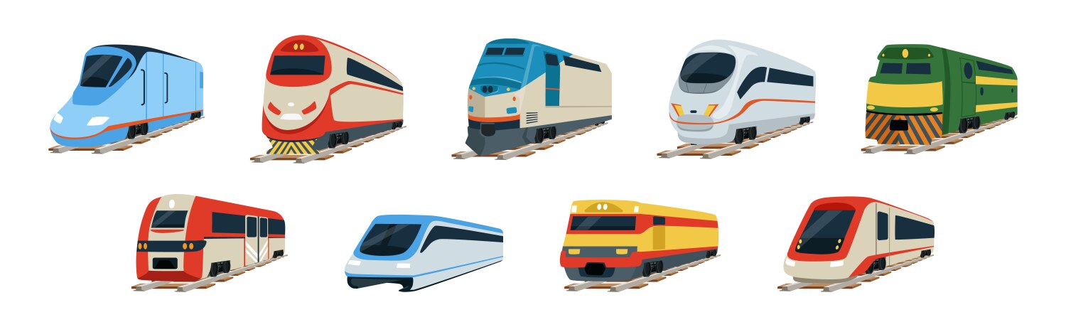 High speed train vessel on rail in perspective Vector Image