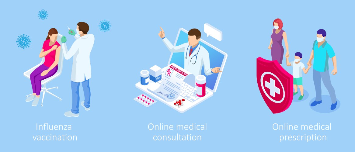 Isometric endocrinologist infographic Royalty Free Vector