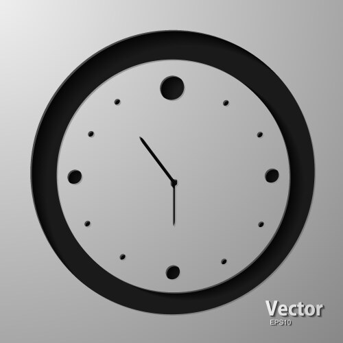 Clock face with shadow on white background Vector Image