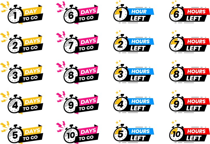 9 days to go banner label countdown timer sticker Vector Image