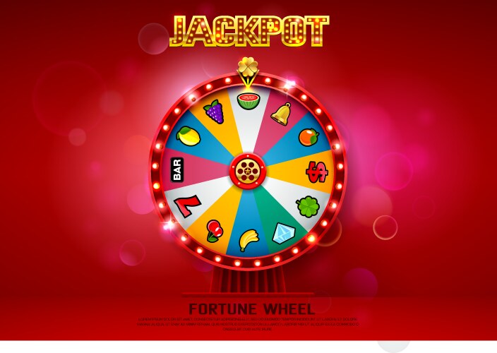 Fortune wheel spinning on bokeh background Vector Image